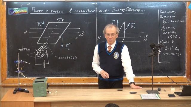 09 - Урок 178 (осн). Рамка с током в магнитном поле. Электродвигатель