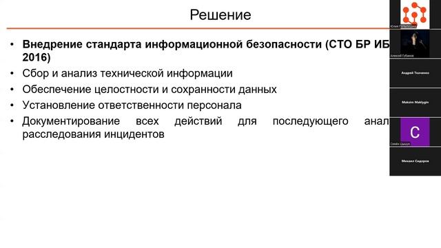 Стандарты Банка России. Реагирование на инциденты ИБ (Цышук Семён, КИ20-02)