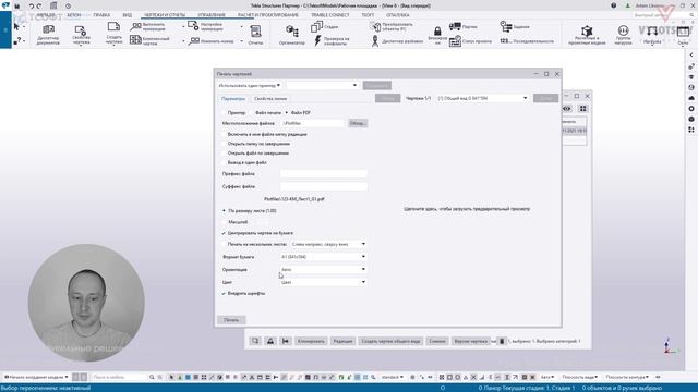 [Курс «Tekla»] Вывод чертежа на печать
