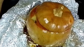 Тыква запечённая с мясом, картофелем и помидороми