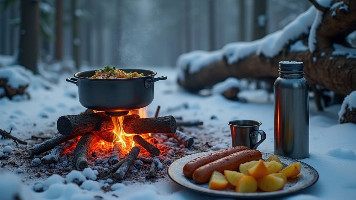 Зимний поход в лес. Походный суп.
