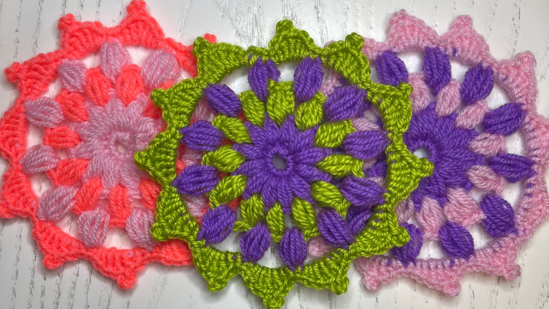 Круглый Мотив с Пышными Столбиками Крюком // Объемный и Воздушный узор