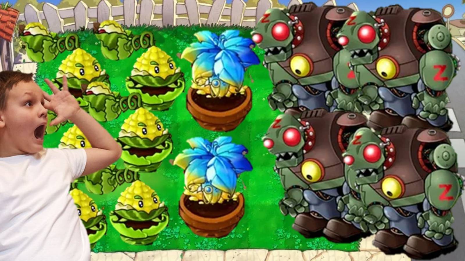 Мега-роботы атакуют во Фьюжн Мод! Что делать? Ставим оборону! Арбуз+кукуруза+капуста!