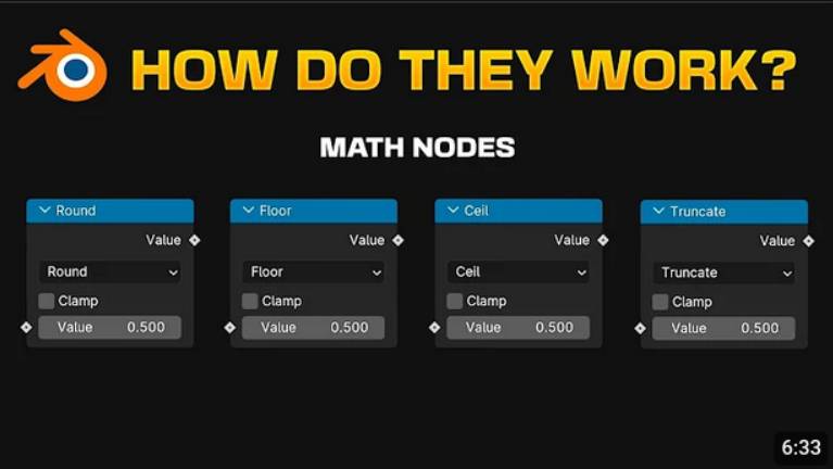 Как работают функции ROUND, FLOOR, CEIL и TRUNCATE  Blender - Geometry Nodes