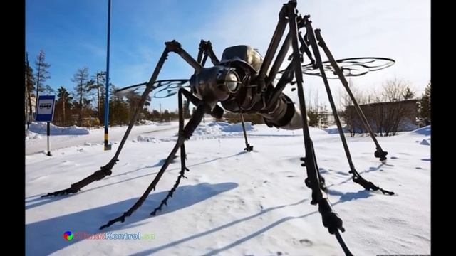 Гигантский комар на автобусной остановке в Ноябрьске.