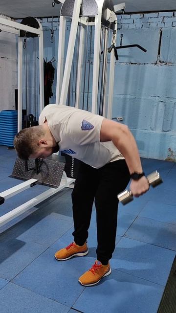 Круговые махи гантелей в наклоне