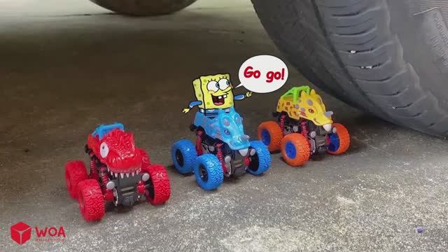 Детская анимация машина давит машинки, арбуз и др.