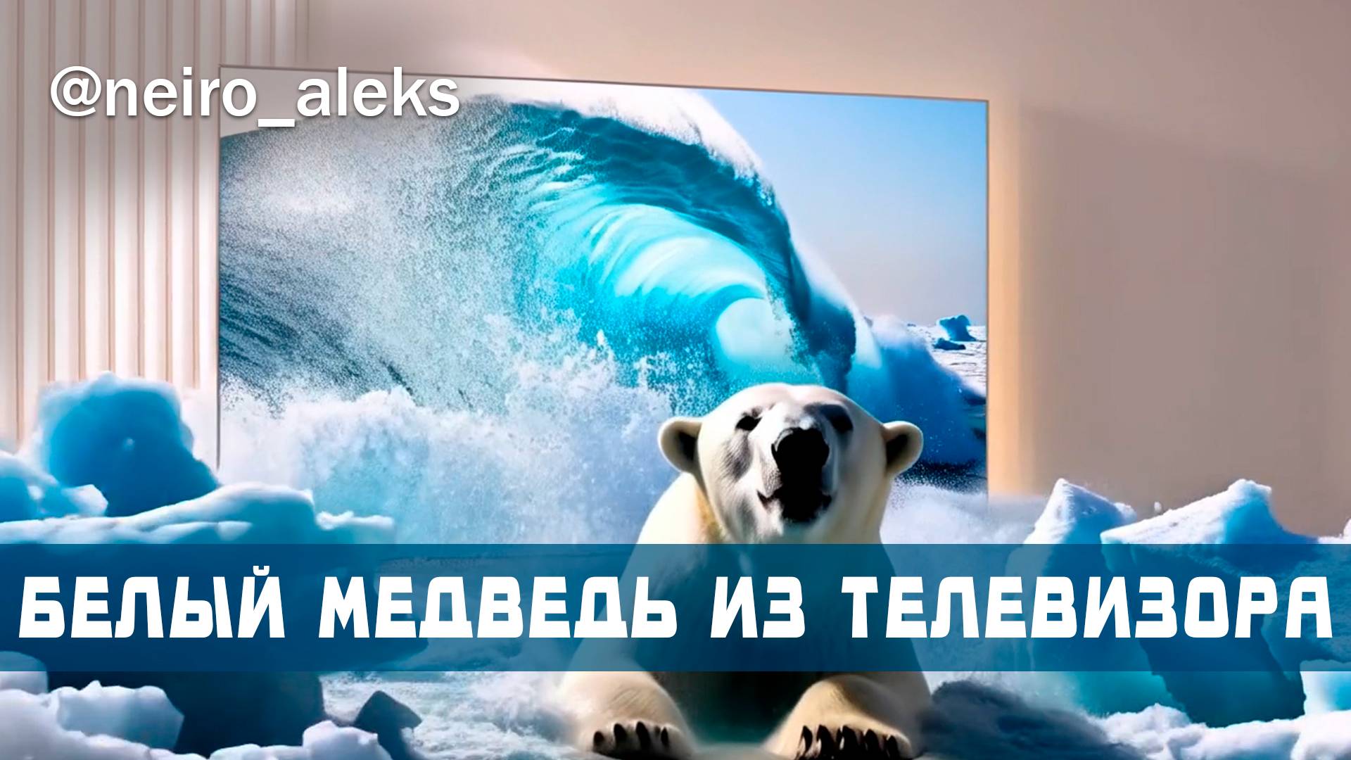 Белые медведи из телевизора. Нейросеть оживляет. Видео от нейросети.