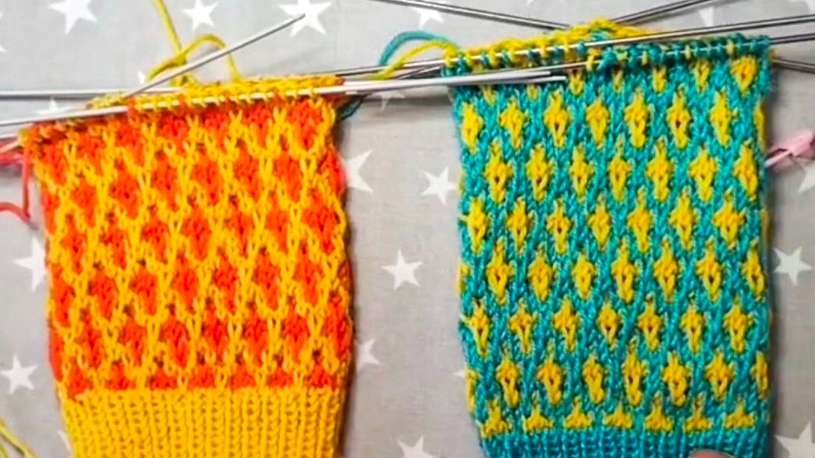 💥 Ленивый жаккард / Двухцветный узор для кругового вязания / Подробный мастер класс.