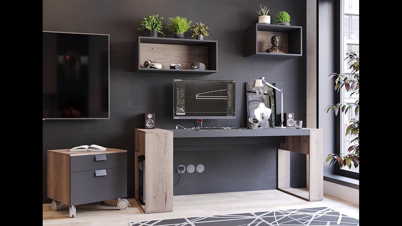 Домашний кабинет с рабочим местом и отсеком для проводов.