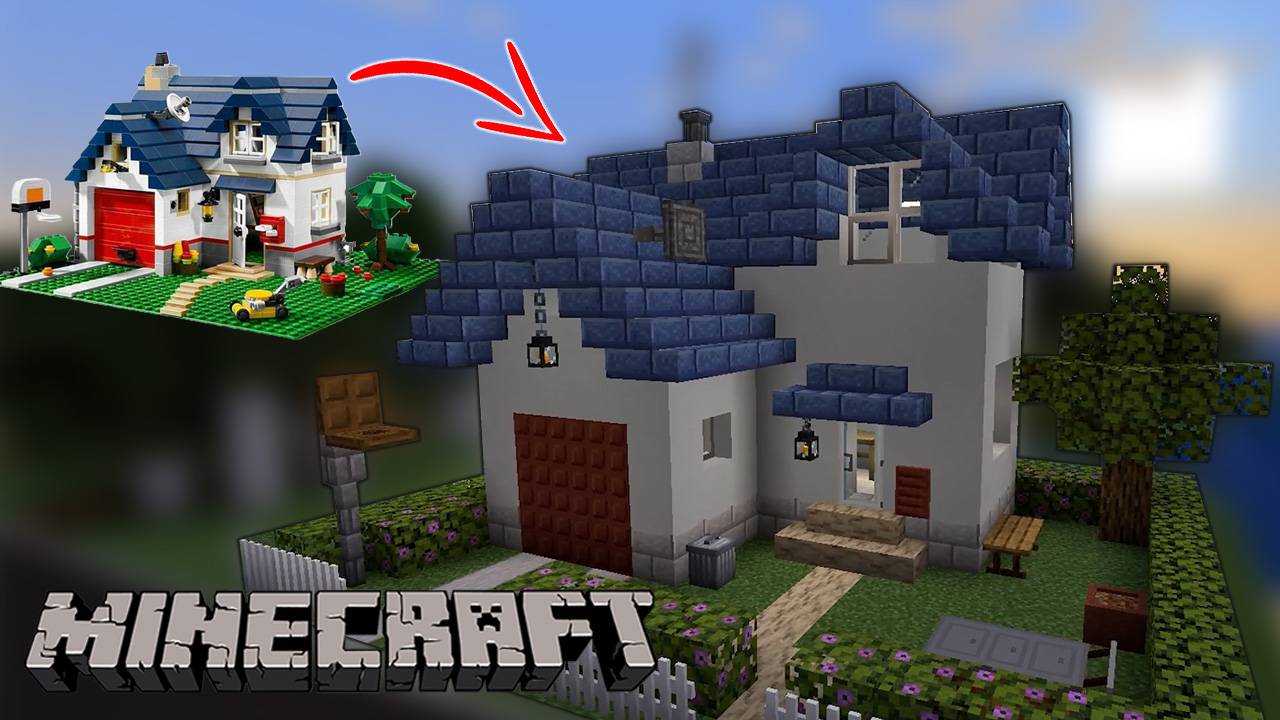 Как Построить Красивый Дом в Minecraft в стиле Лего. Постройки в майнкрафт. #майнкрафт #minecraft