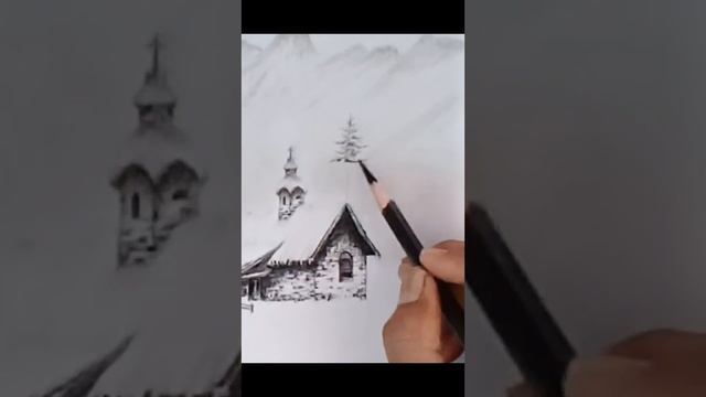 Зимний пейзаж карандашом. Часть 3 | Winter landscape in pencil. Part 3