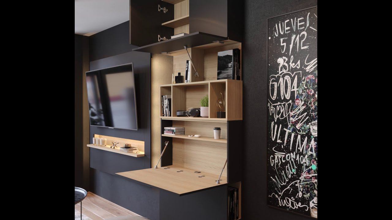 Домашнее рабочее место, организованное в гостиной.