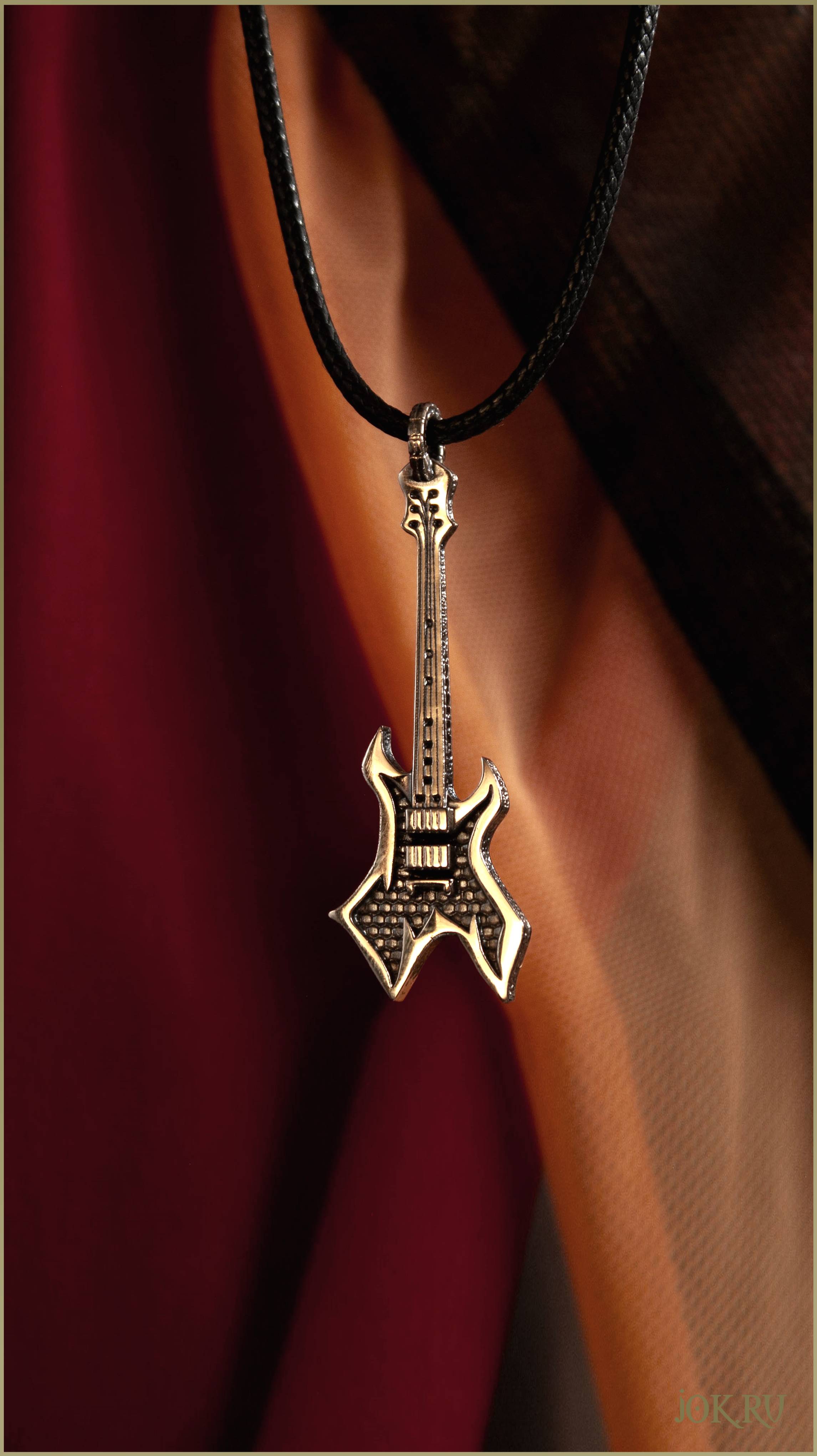 ГИТАРА WARLOCK ПОДВЕСКА со ЗНАКОМ ХЭВИ-МЕТАЛ из БРОНЗЫ ПОДАРОК ДЛЯ МУЗЫКАНТА