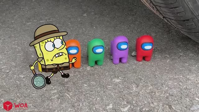 Детская анимация машина давит амонгасов, лампочки и др.