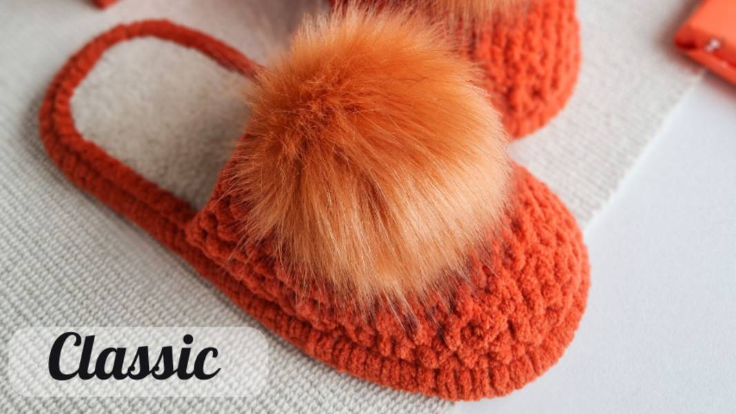 Classic: Домашние плюшевые тапочки с закрытым носиком