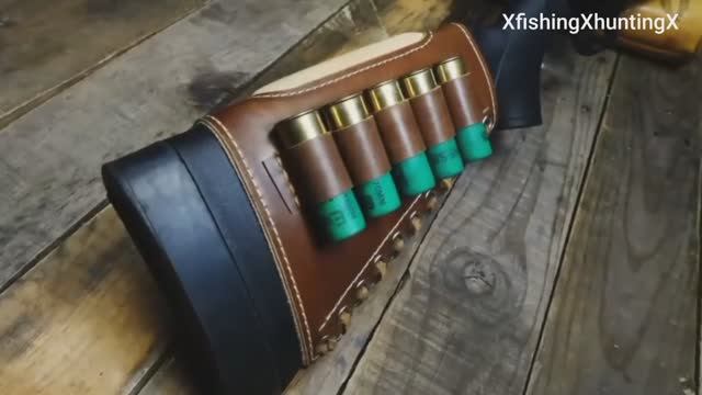 Охота. Изготовление патронташа на приклад из кожи.