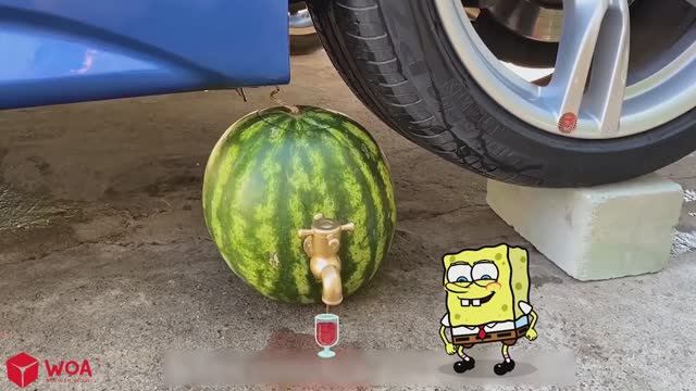 Детская анимация машина давит арбуз, машинки и др.