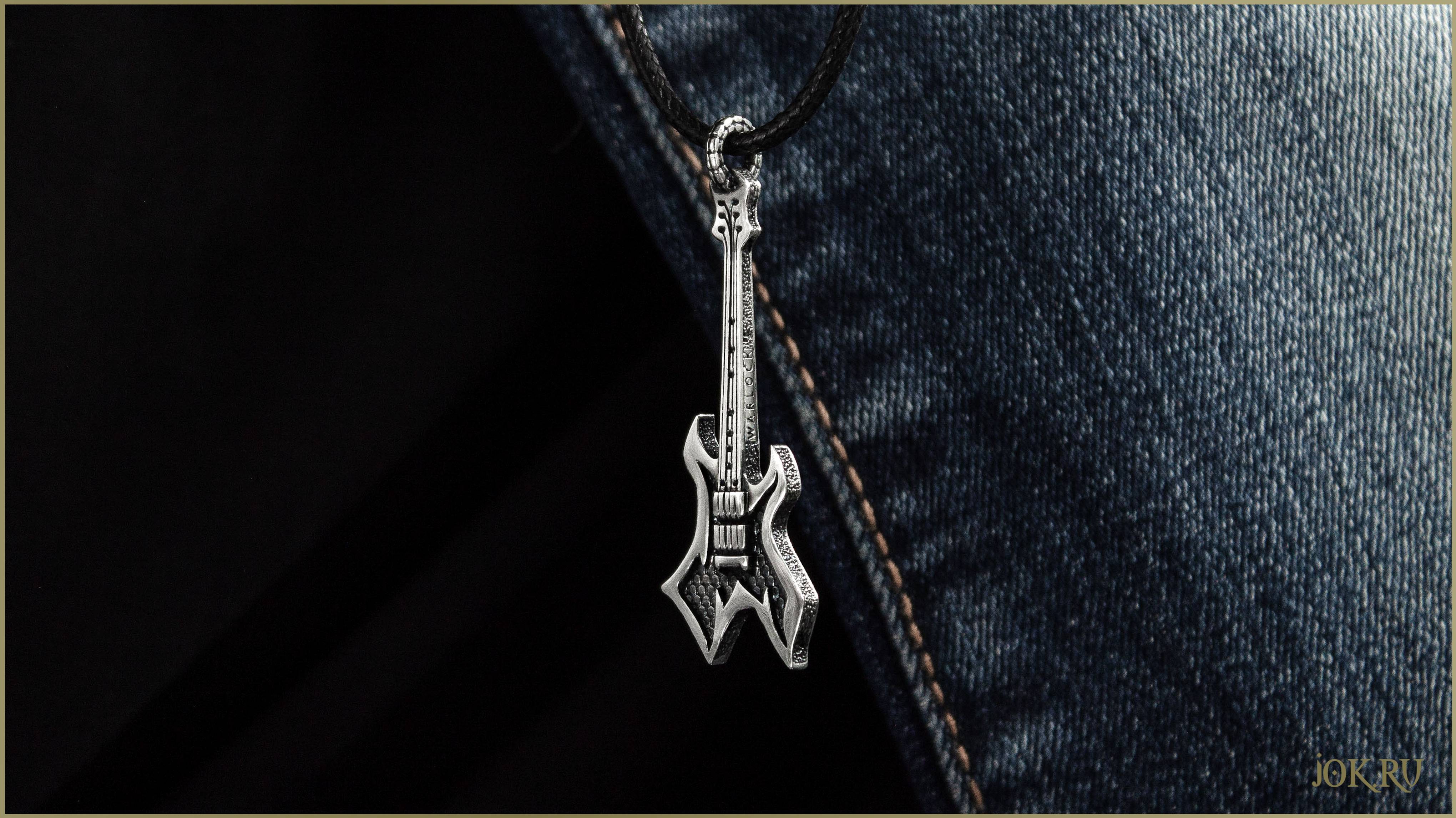 ГИТАРА WARLOCK ПОДВЕСКА со ЗНАКОМ ХЭВИ-МЕТАЛ ПОДАРОК ДЛЯ МУЗЫКАНТА JOKER-STUDIO