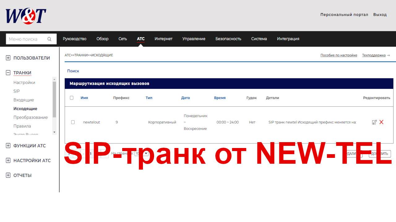 SIP-транк от NEW-TEL