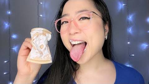 Kimmy Kalani ASMR Asian Auntie Ear Licking Sticky Marshmallow Fluff (mouth sounds)
