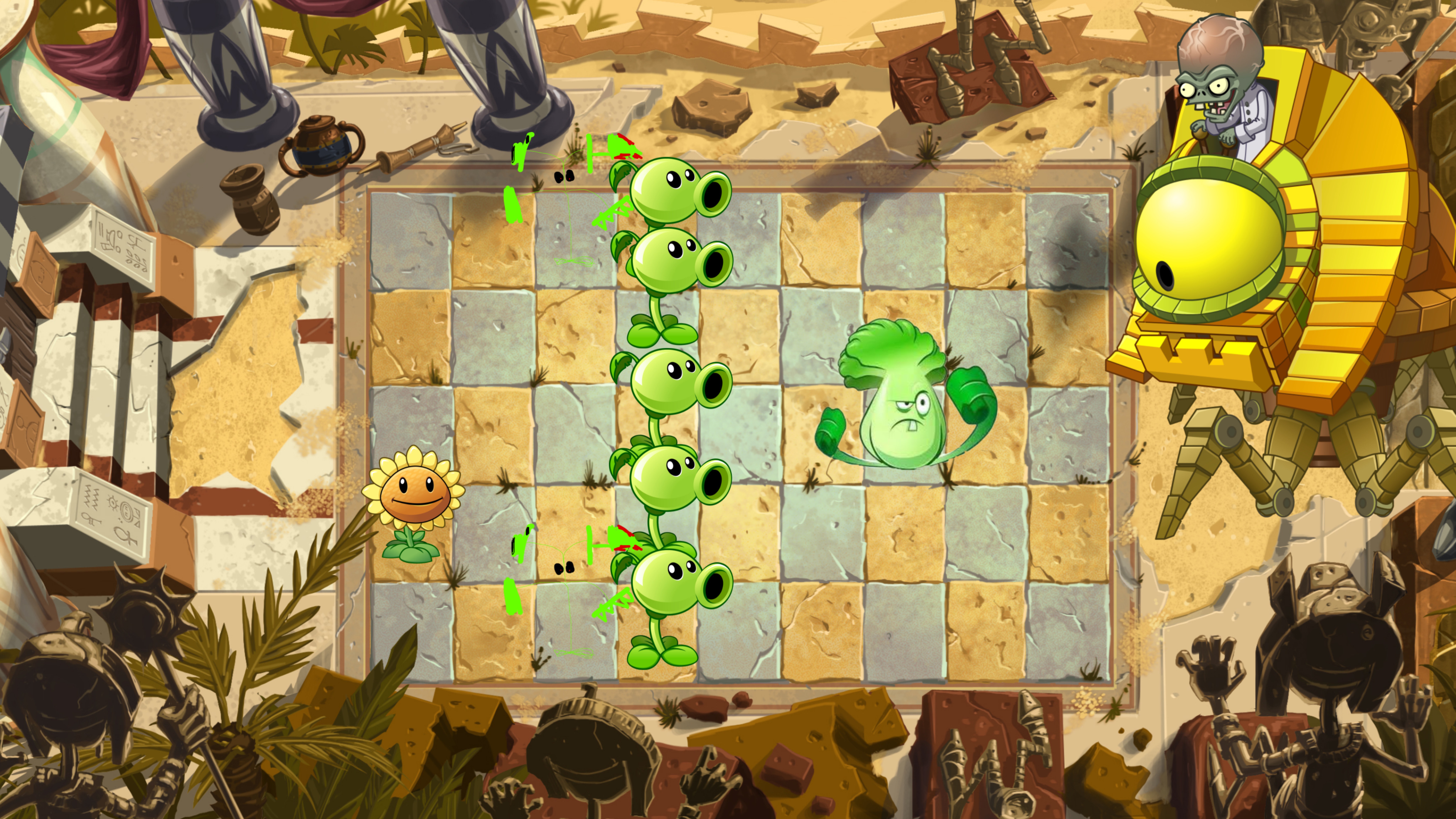 Сражаюсь с первым босом в plants vs zombies 2