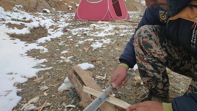 Лагерь выживания в Снежных горах. На мой лагерь напали дикие кабаны.