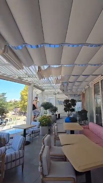 Пергола Онвиз, штора на потолке