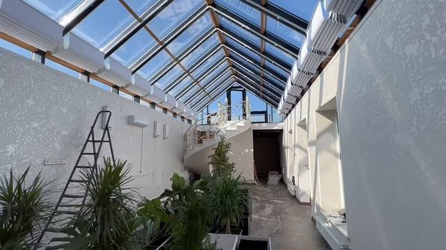 Шторы на наклонный потолок, стеклянный потолок, пергола в зимний сад