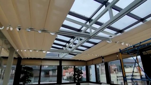Шторы на потолок, пергола в зимний сад, в ресторане