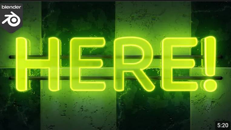 Неоновый текст с анимацией мерцания - Blender (Cycles)