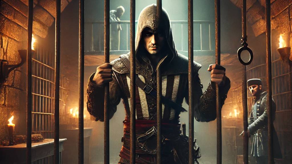 асасина заключили в тюрьму Asasin screed 3