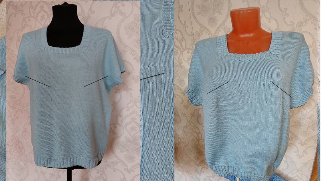 Вытачки на вязаном изделии.