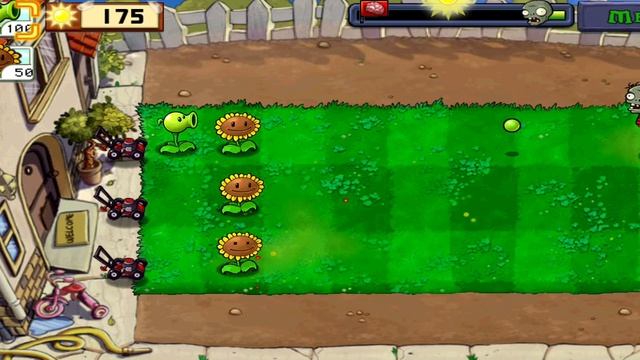 растения против зомби 1 часть.1-2 уровень утро