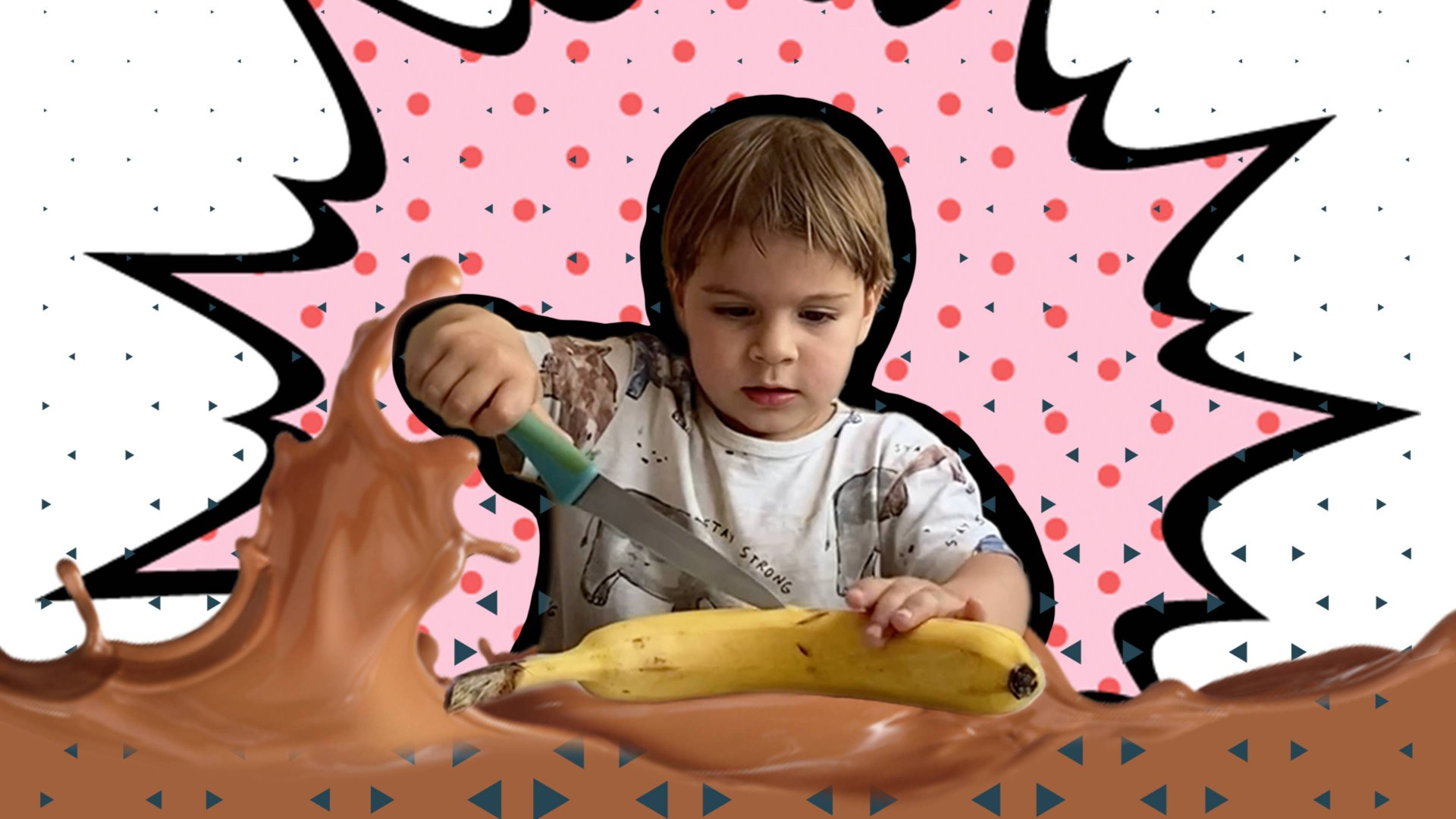 Большой Эр готовит банан с шоколадом