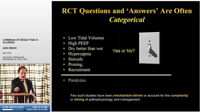 Limitations of clin trials in ALI-ARDS. Marini.J (2008 ARDS Prague)