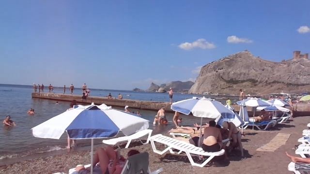 🐬 Крым, Судак, обзор пляжа возле Дом отдыха Судак -- 18 июля, 10 часов утра 2019 год.