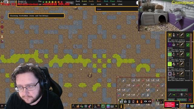 Дальше развиваем армию торгового города. Тестируем новый свинячий сетап. Dwarf Fortress