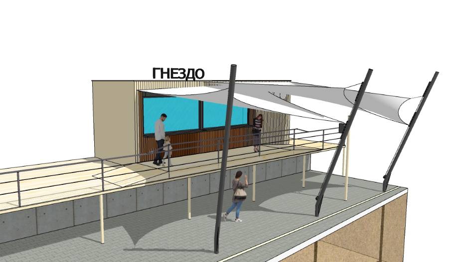 Парусный навес из тентовой ткани. г. Зеленоградск