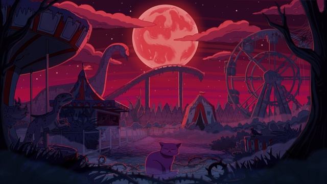 Спокойная таинственная музыка в заброшенных аттракционах: Purrple Cat - Dino Land | видео для ТВ 4К