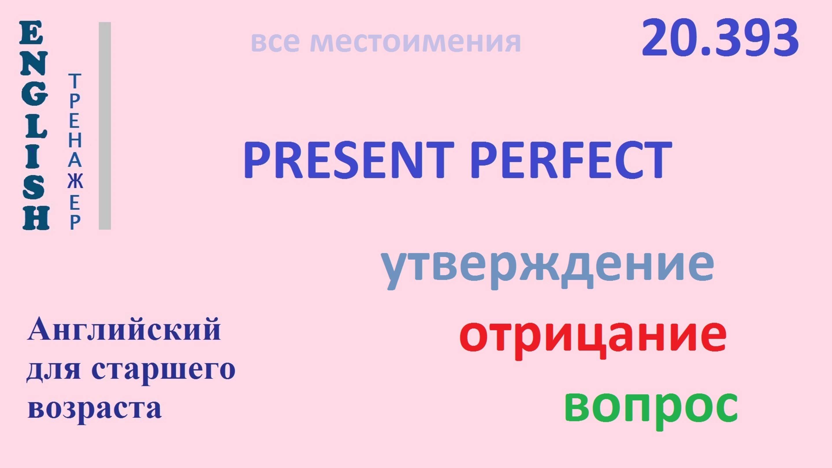 Английский язык ТРЕНАЖЕР 20.393 Present Perfect  I he she you we they утверждение отрицание вопрос