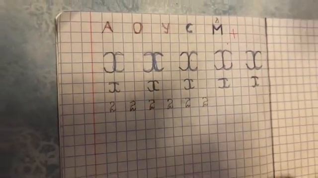 Практика , дети пишут букву "Х" и цифру "2".