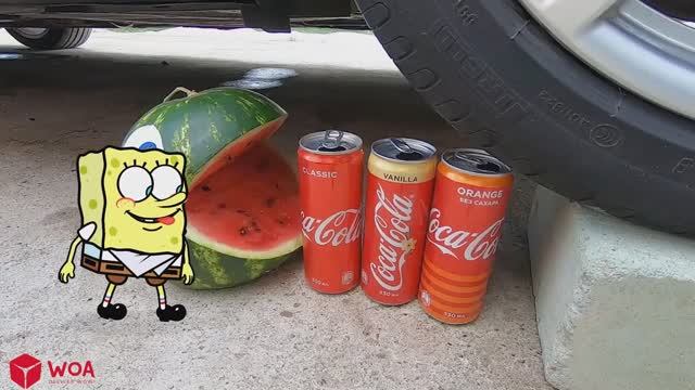 Детская анимация машина 🚓 давит арбуз, амонгасов и др.