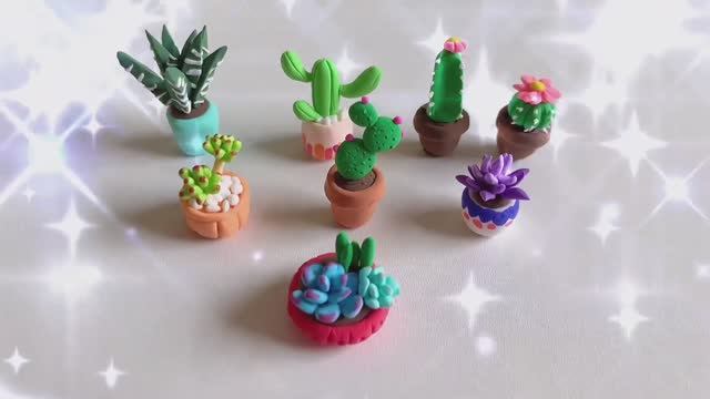 Поделка из пластилина - Как сделать миниатюрный кактус из пластилина