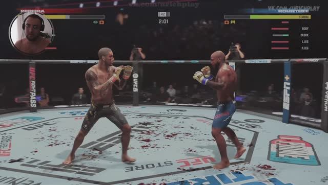 Pereira против Rountree в UFC5 бой против тяжелого (hard) бота