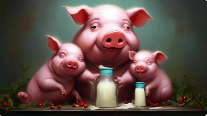 Поросята сосут хряка. Доказательство, что это действительно хряк.