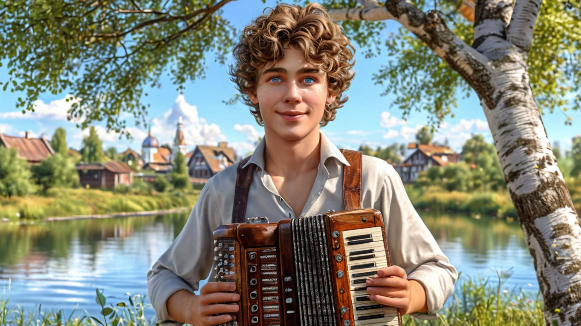 Отчего так в России берёзы шумят, отчего хорошо так гармошка играет...