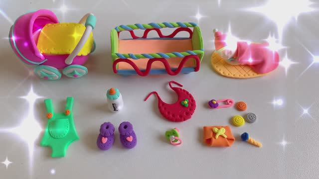 Поделка из пластилина - миниатюрные принадлежности для новорождённых из платилина своими руками