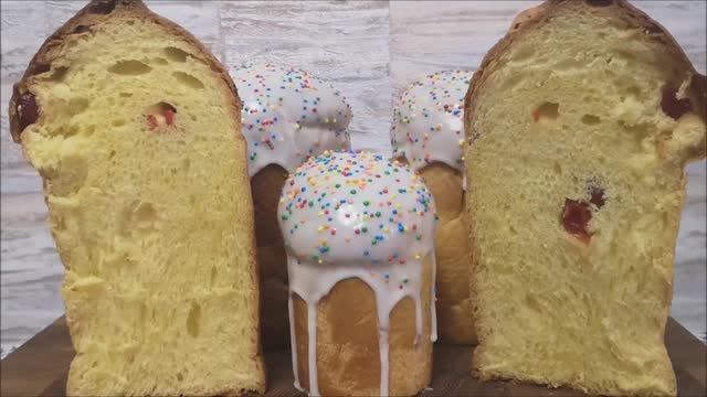 ПАСХАЛЬНЫЙ КУЛИЧ на ЖЕЛТКАХ. ВОЛОКНИСТЫЙ. ТЕСТО КАК ПУХ. Глазурь на сливках