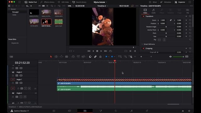 006 Основы монтажа в Davinci Resolve. Синхронизация и многокамерный монтаж